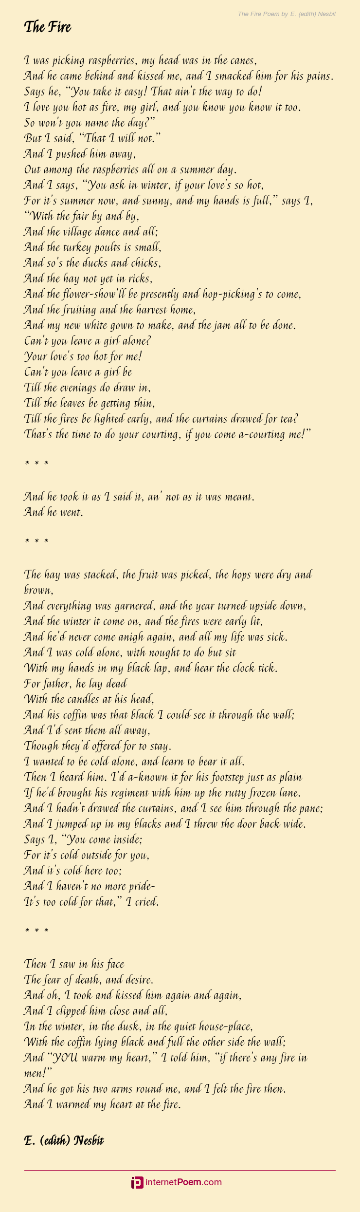 The Fire Poem by E. (edith) Nesbit