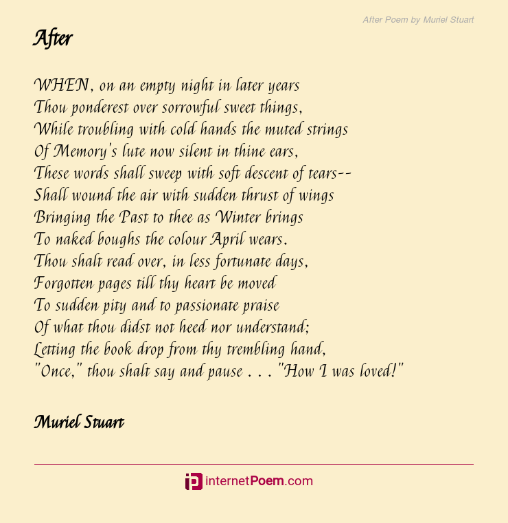 After Poem by Muriel Stuart
