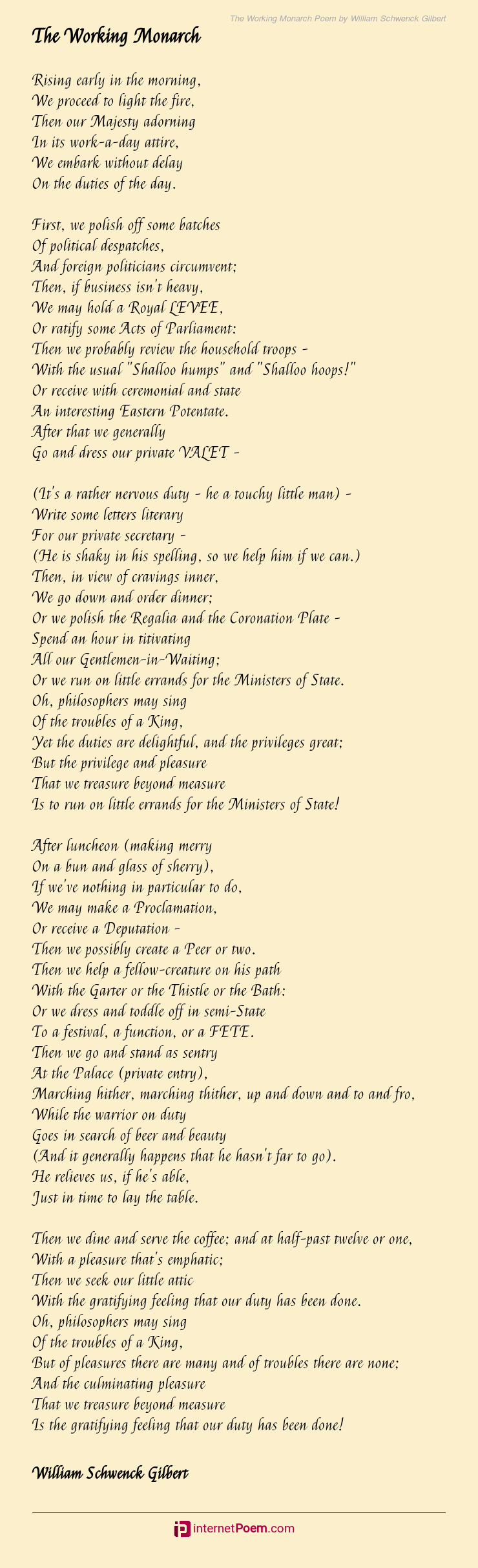 The Working Monarch Poem Rhyme Scheme