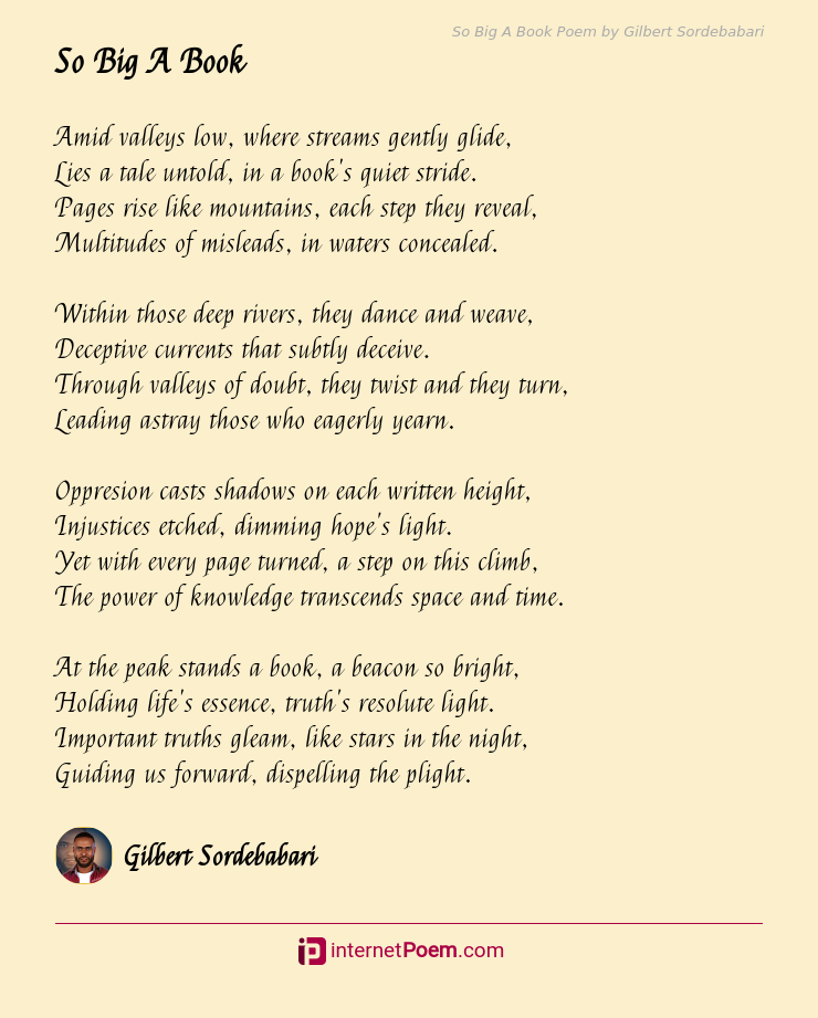 So Big A Book Poem by Gilbert Sordebabari
