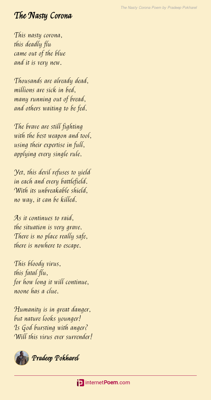 The Nasty Corona Poem by Pradeep Pokharel