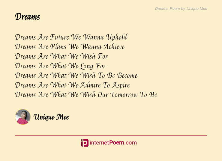 Dreams Poem by Unique Mee