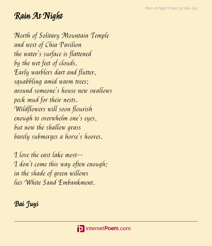 Rain At Night Poem By Bai Juyi