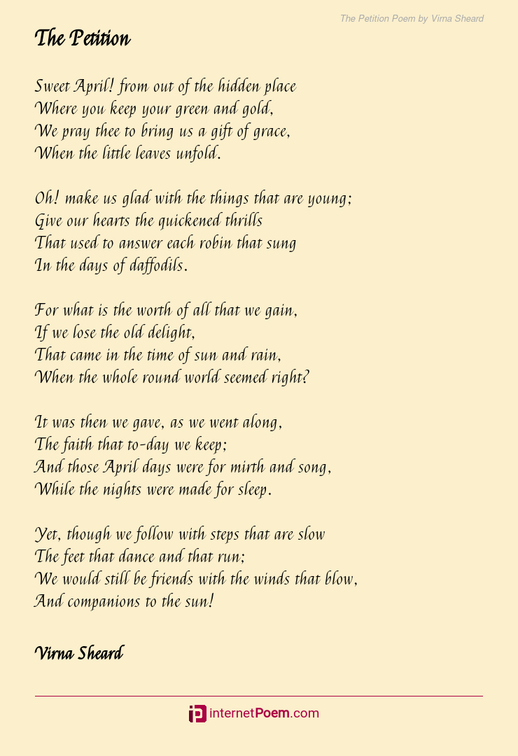 The Petition Poem by Virna Sheard