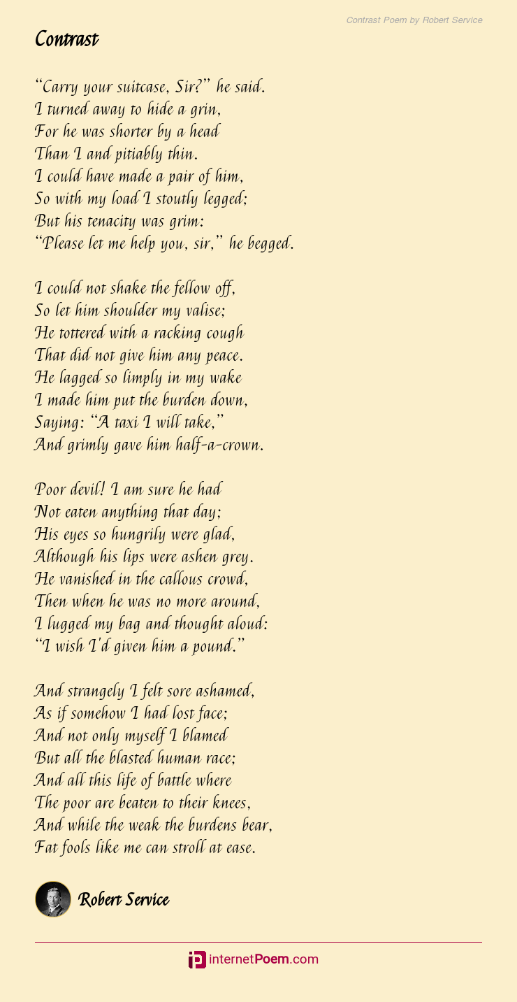 Contrast Poem by Robert Service