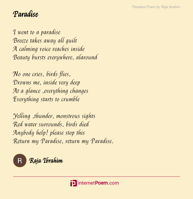 Paradise Poem by Raja Ibrahim