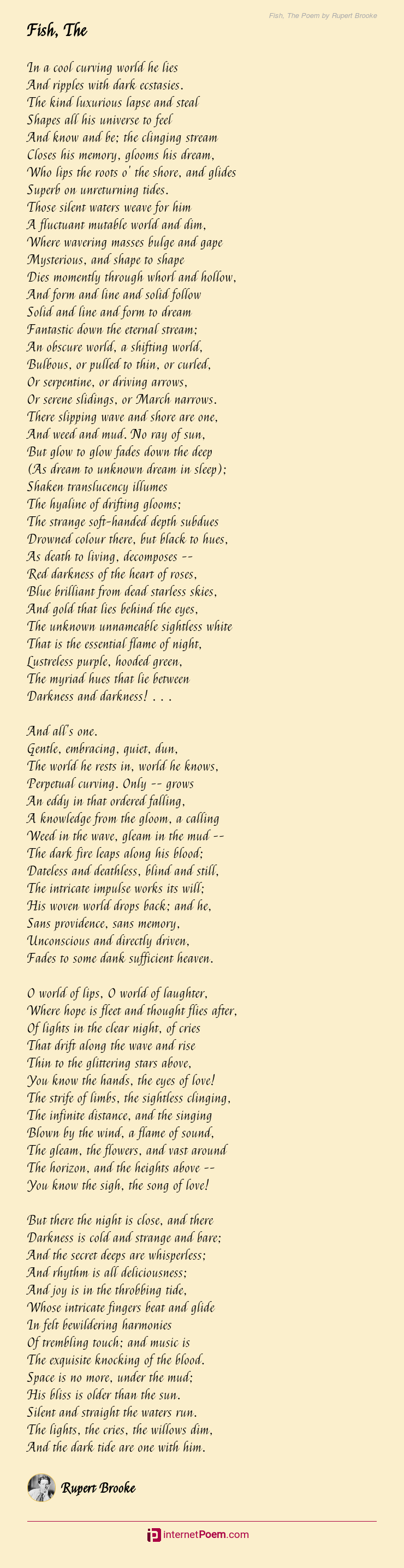 Fish, The Poem by Rupert Brooke