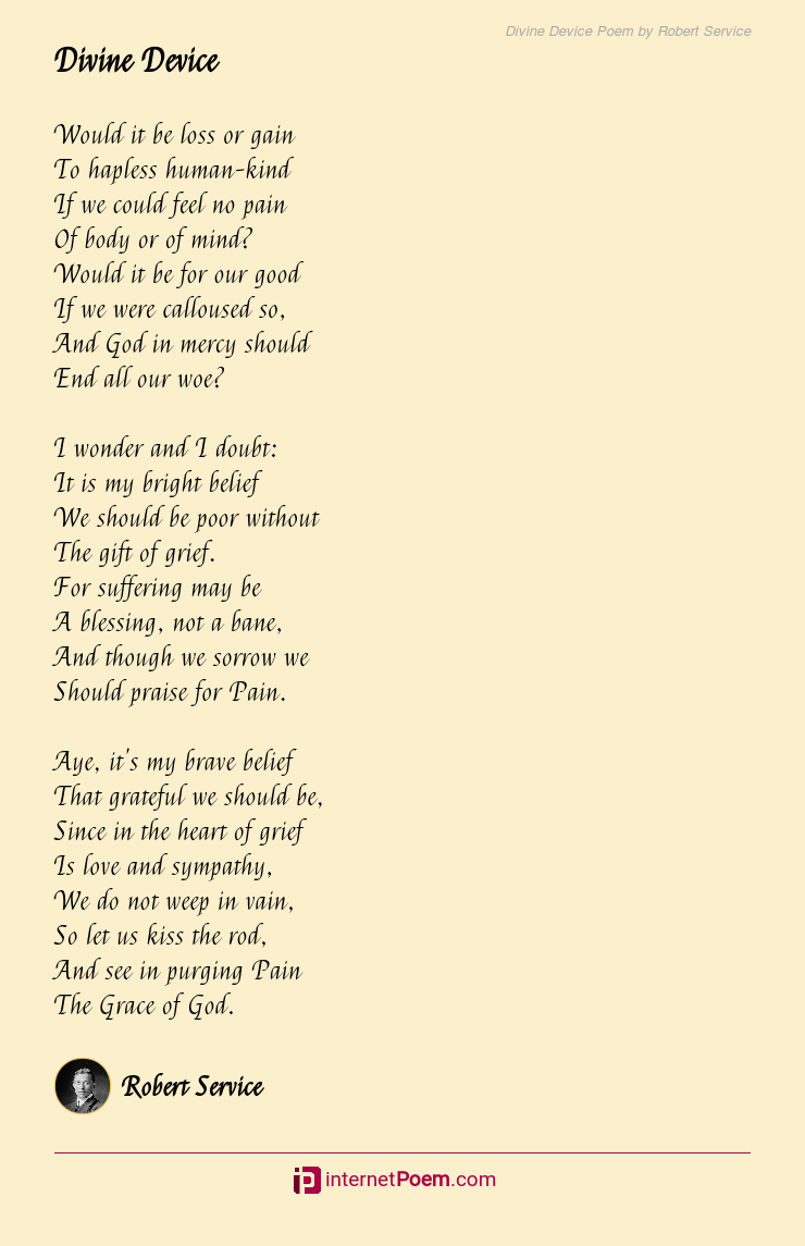 Divine Device Poem by Robert Service