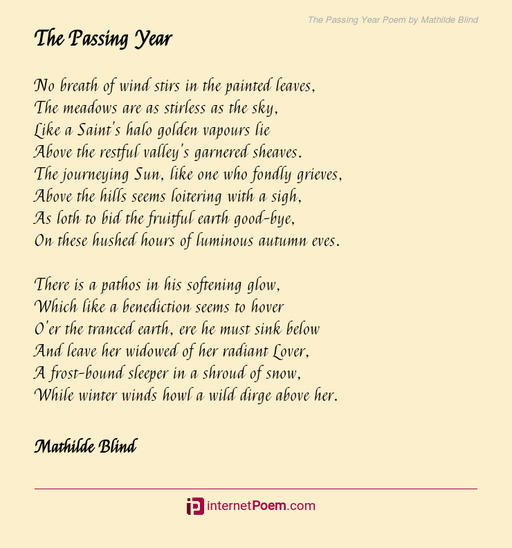The Passing Year Poem by Mathilde Blind