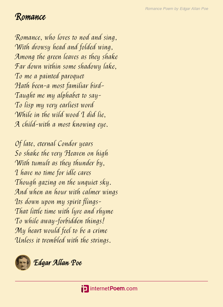 Romance Poem by Edgar Allan Poe