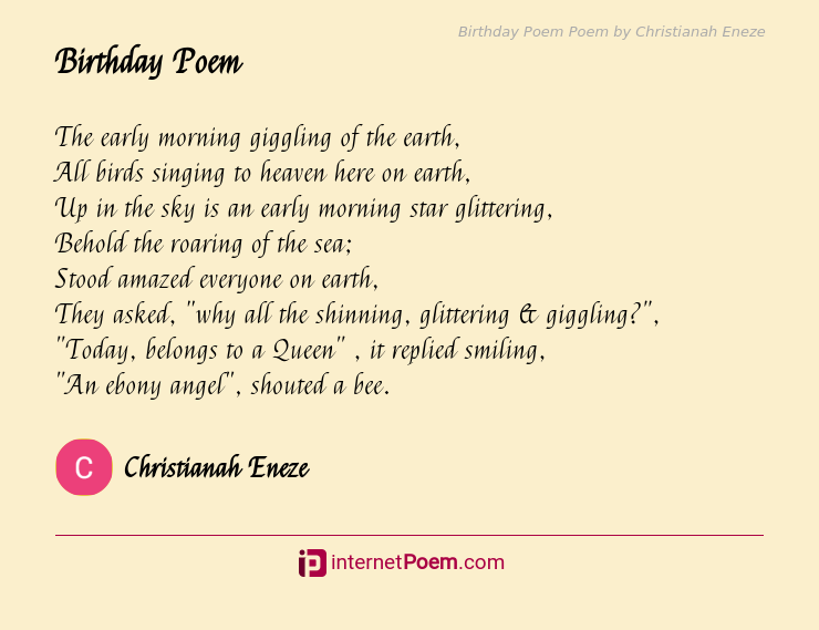 Birthday Poem Poem by Christianah Eneze