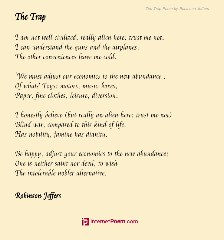 The Trap Poem by Robinson Jeffers