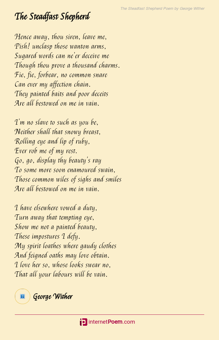 The Steadfast Shepherd Poem by George Wither