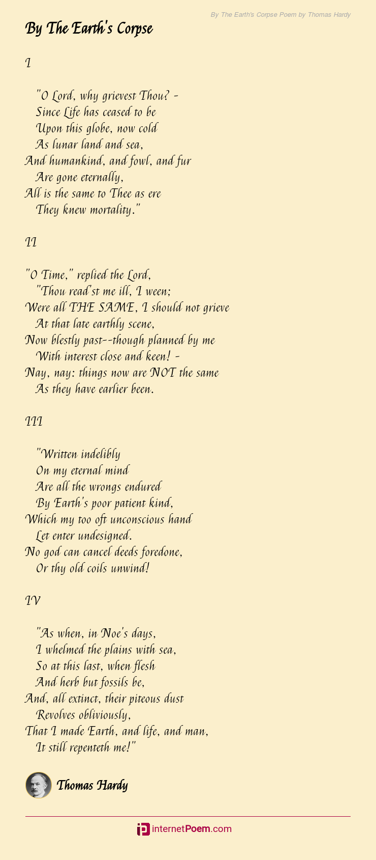 By The Earth's Corpse Poem by Thomas Hardy