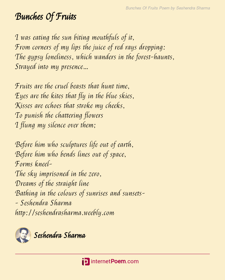 Bunches Of Fruits Poem by Seshendra Sharma