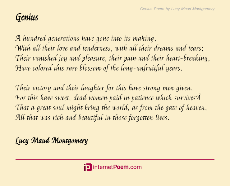 Genius Poem by Lucy Maud Montgomery