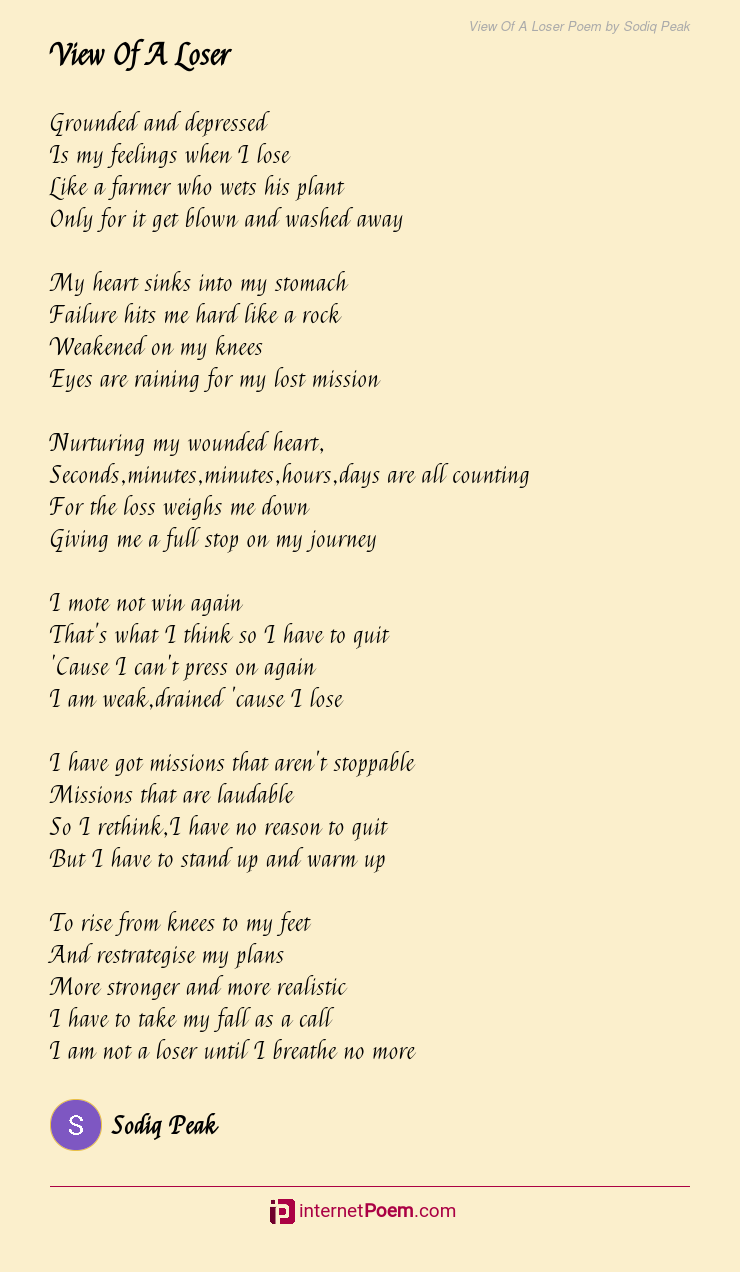 View Of A Loser Poem by Sodiq Peak