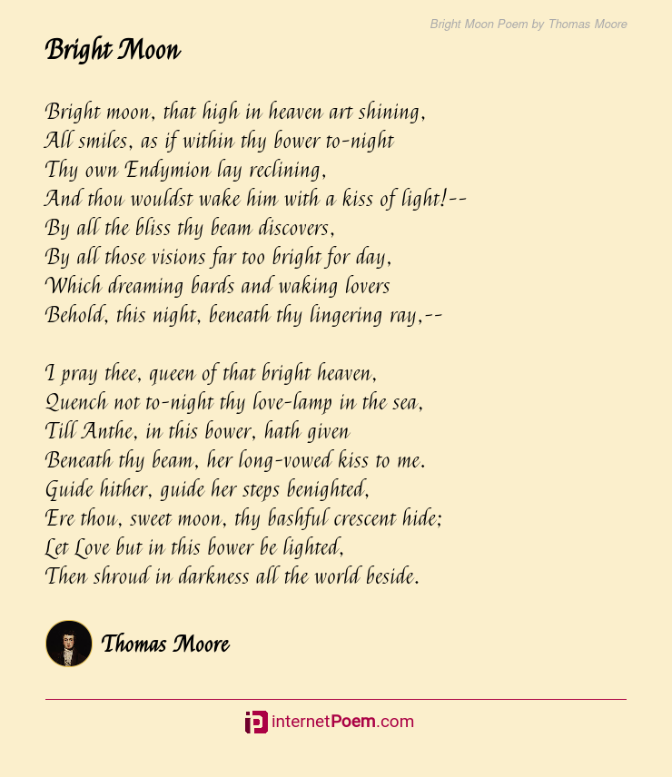 Bright Moon Poem by Thomas Moore