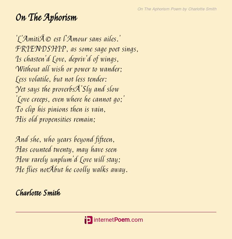 On The Aphorism Poem by Charlotte Smith