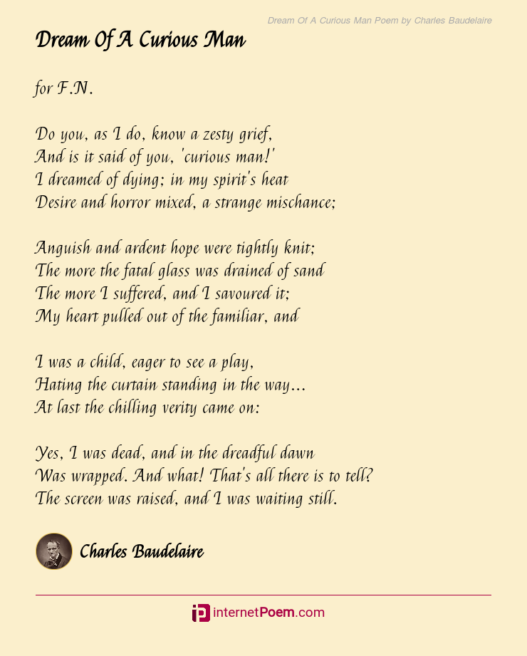 Dream Of A Curious Man Poem by Charles Baudelaire