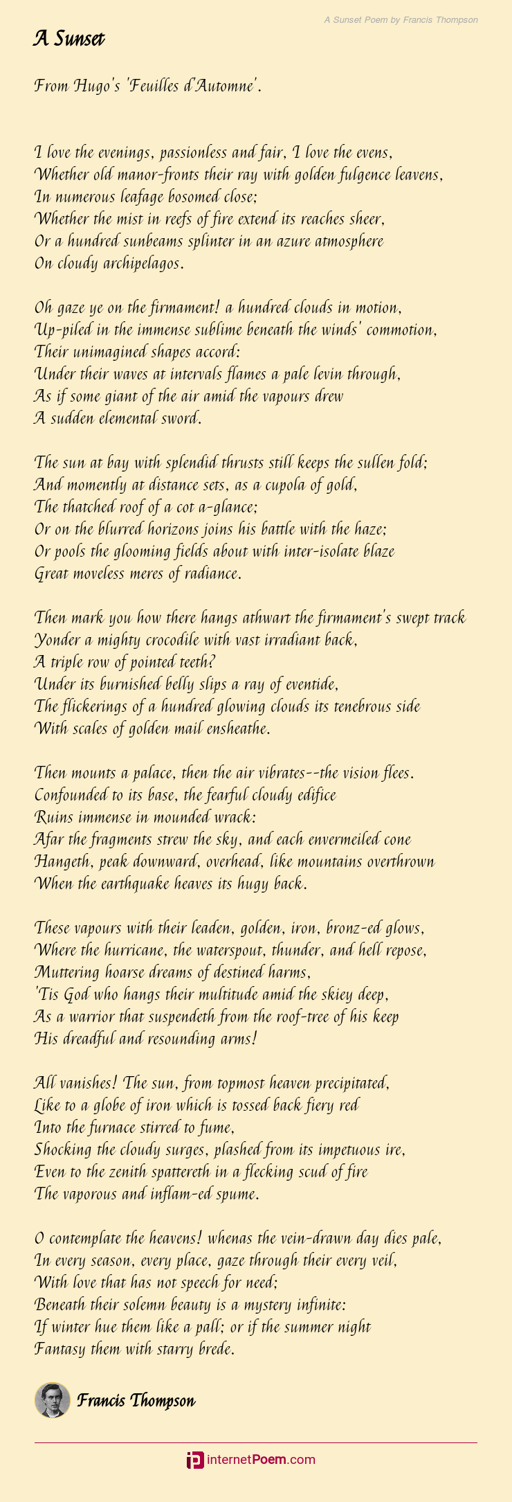 A Sunset Poem by Francis Thompson