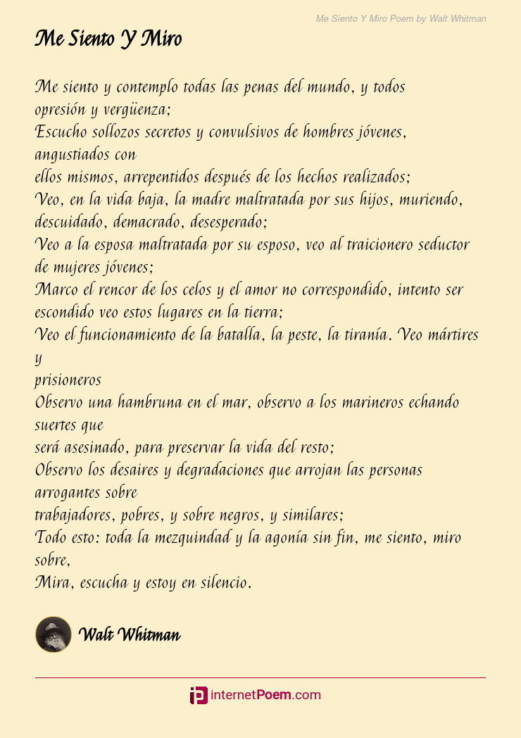 Me Siento Y Miro Poema de Walt Whitman