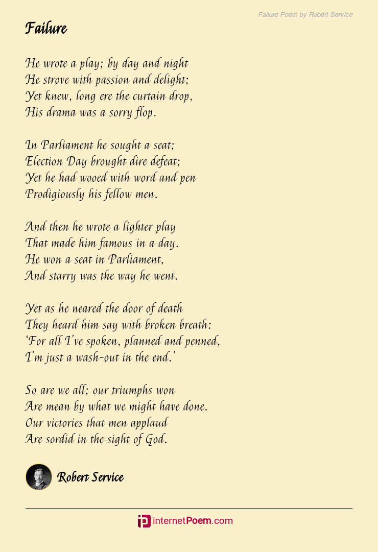 Failure Poem by Robert Service