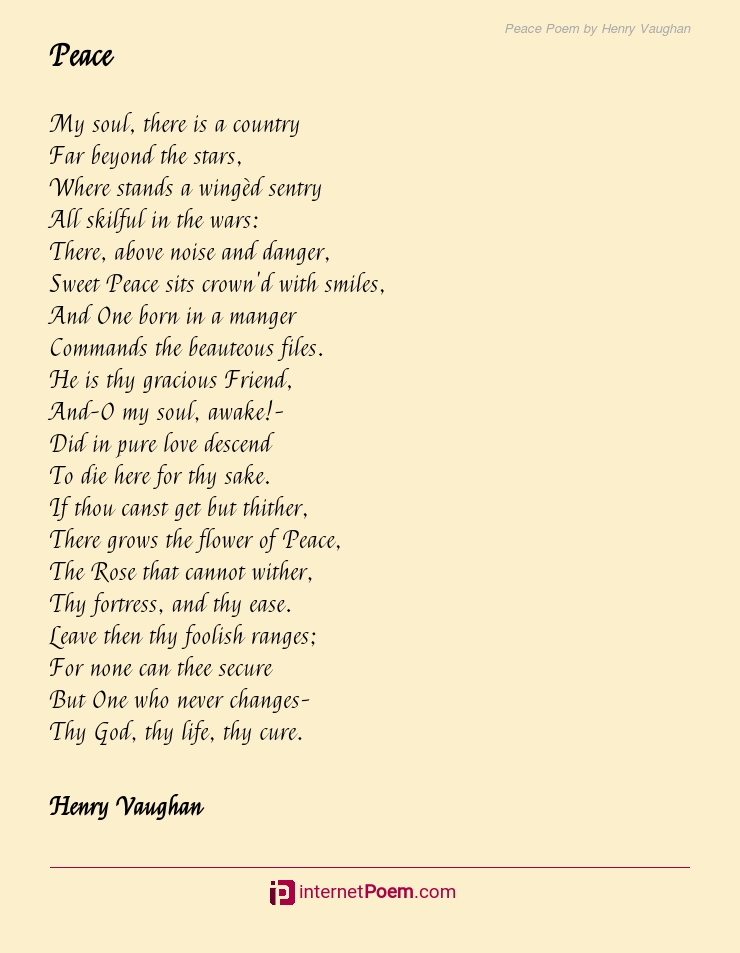 Peace Poem by Henry Vaughan