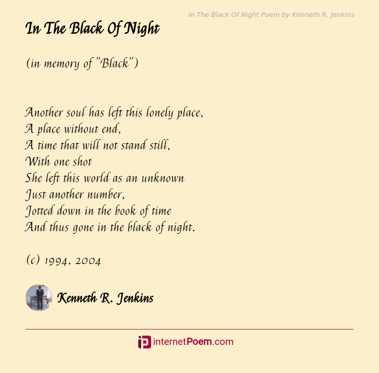 In The Black Of Night Poem by Kenneth R. Jenkins