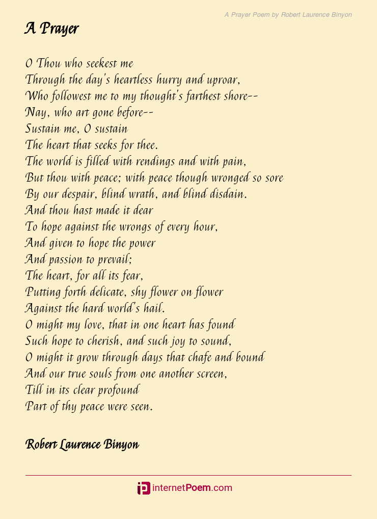 A Prayer Poem by Robert Laurence Binyon