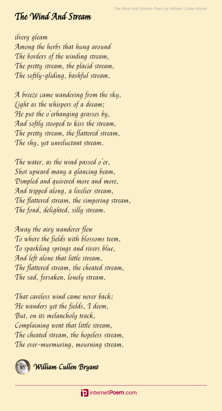 The Wind And Stream Poem by William Cullen Bryant