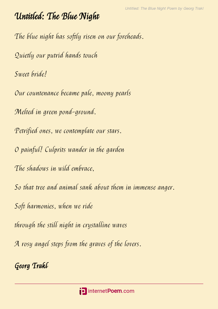 Untitled: The Blue Night Poem by Georg Trakl