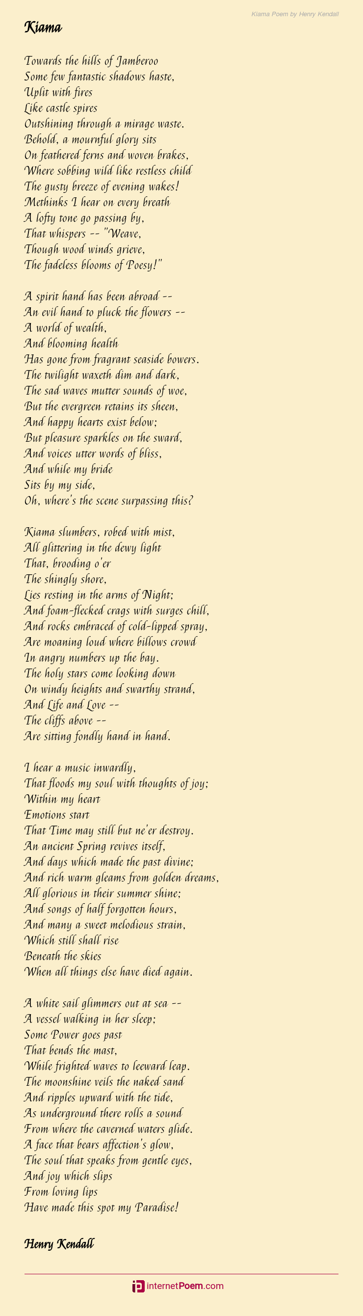 Kiama Poem by Henry Kendall