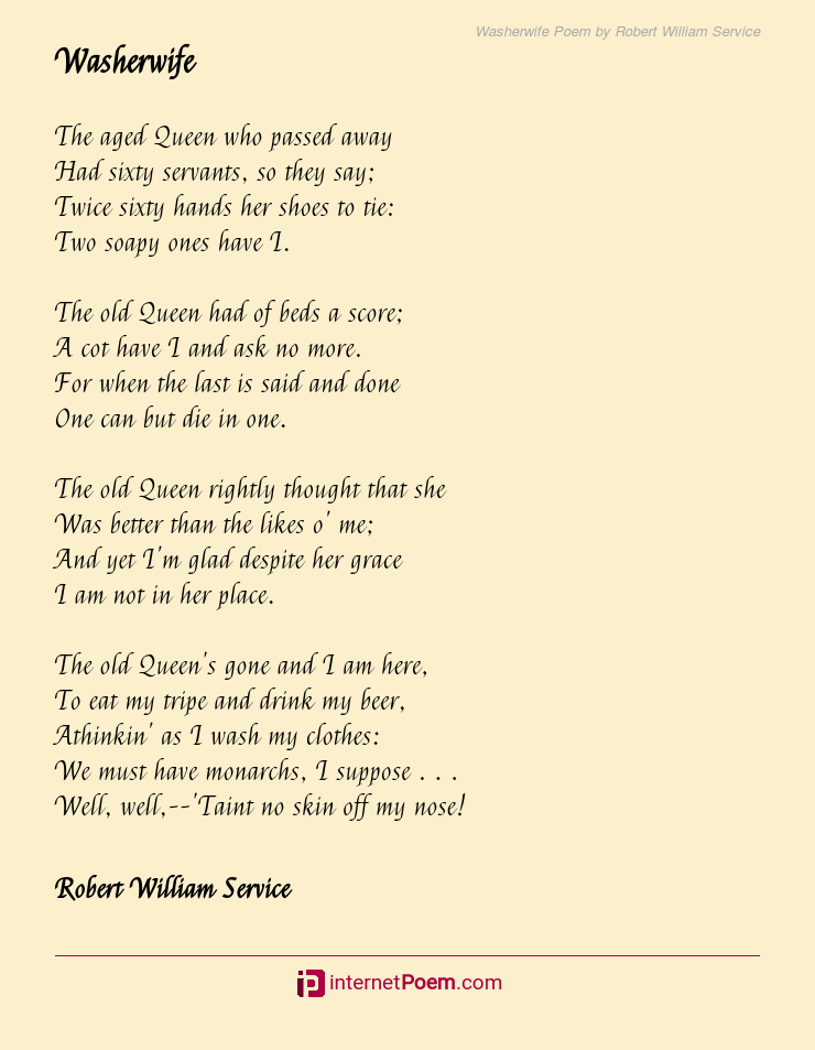 Washerwife Poem by Robert William Service