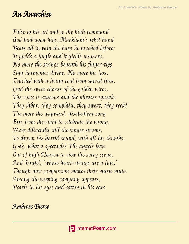 An Anarchist Poem by Ambrose Bierce