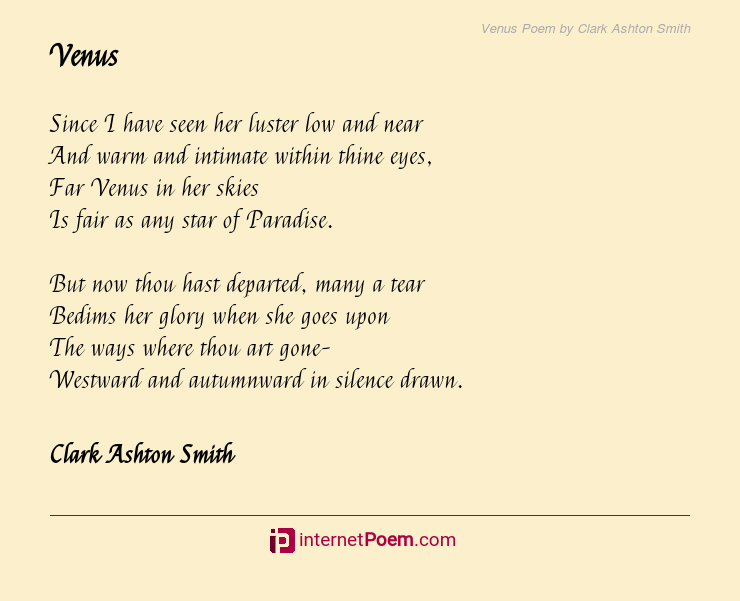 Venus Poem by Clark Ashton Smith
