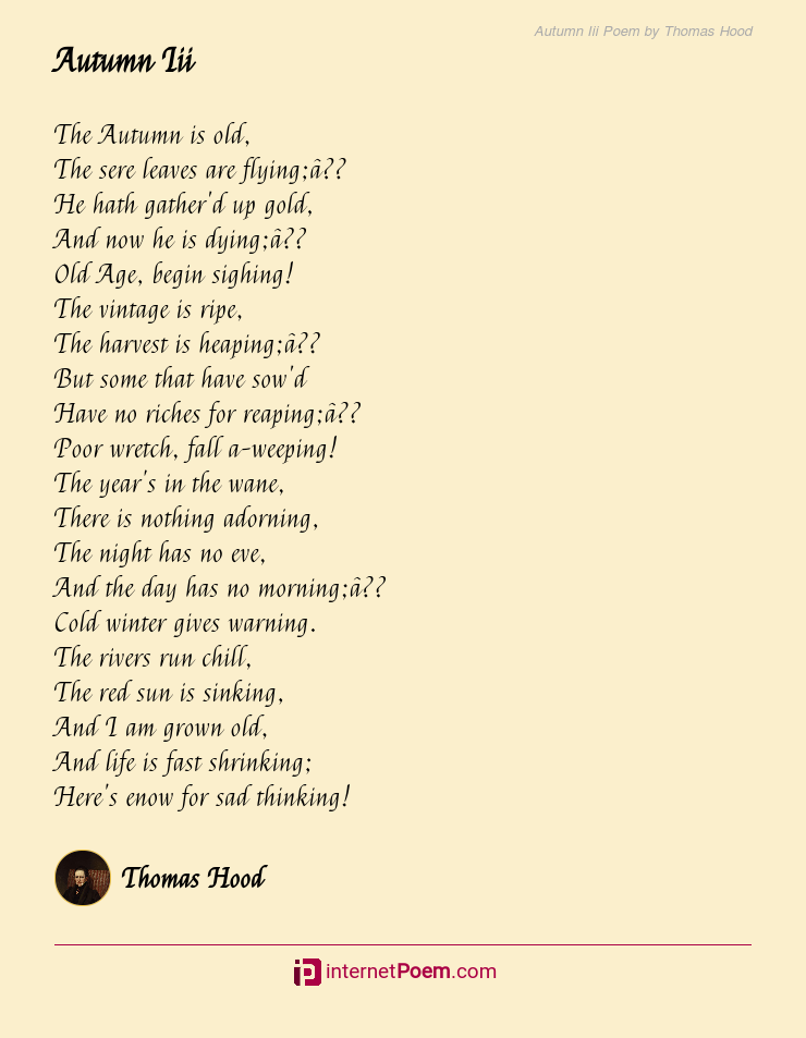Autumn Iii Poem by Thomas Hood