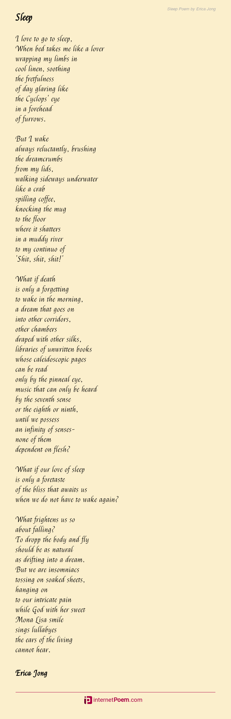 Sleep Poem by Erica Jong
