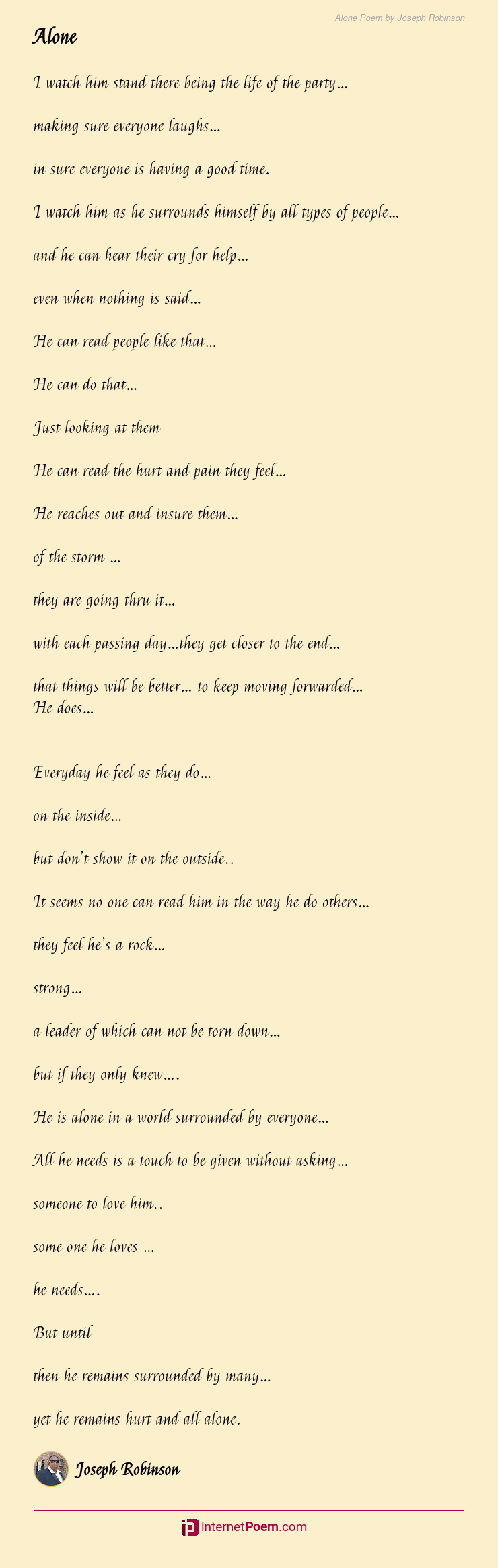 Alone Poem by Joseph Robinson