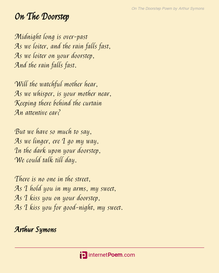 On The Doorstep Poem by Arthur Symons
