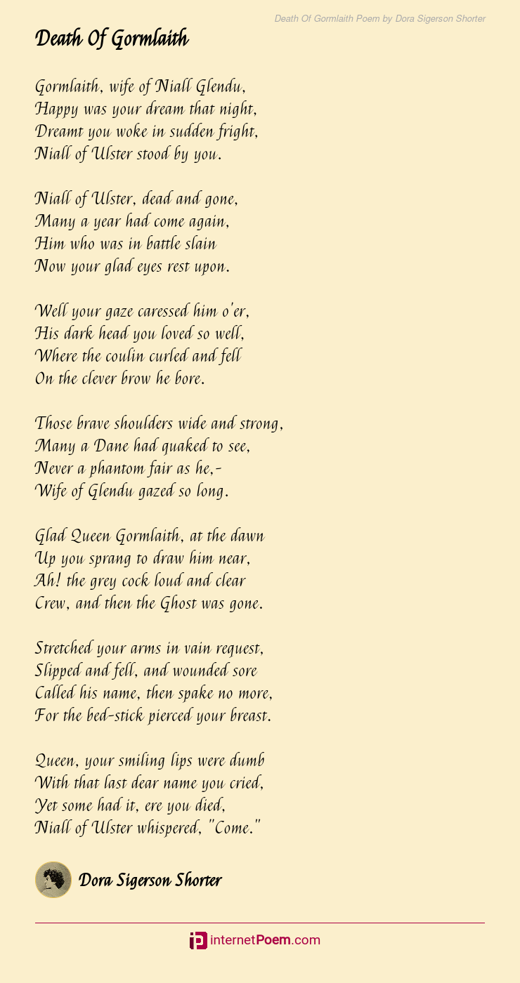 Death Of Gormlaith Poem by Dora Sigerson Shorter