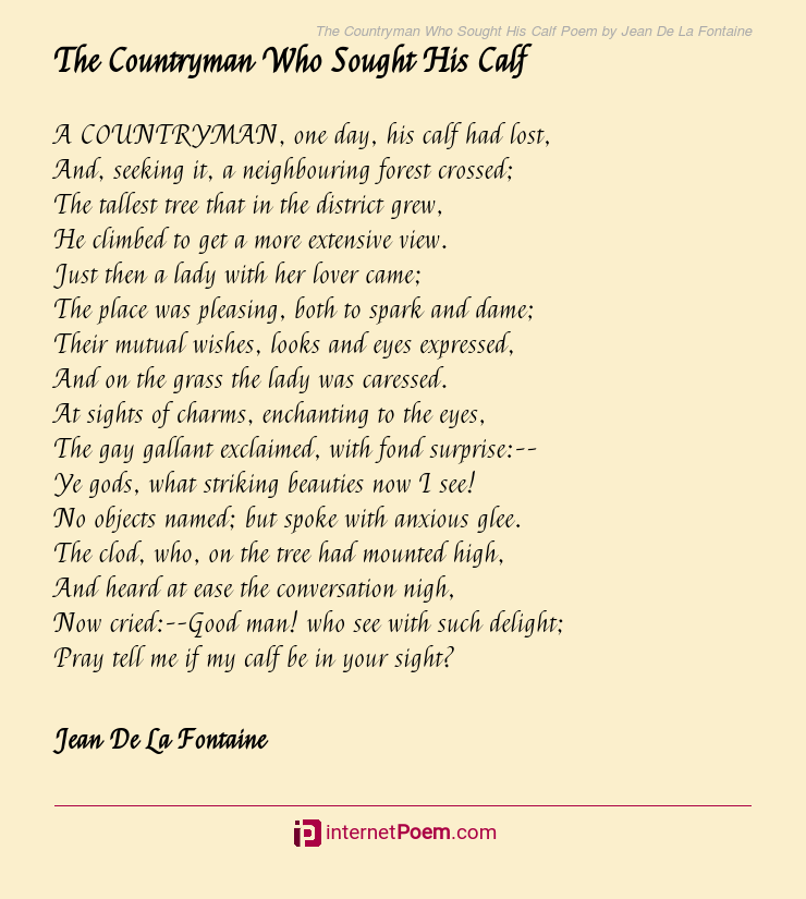 The Countryman Who Sought His Calf Poem by Jean De La Fontaine