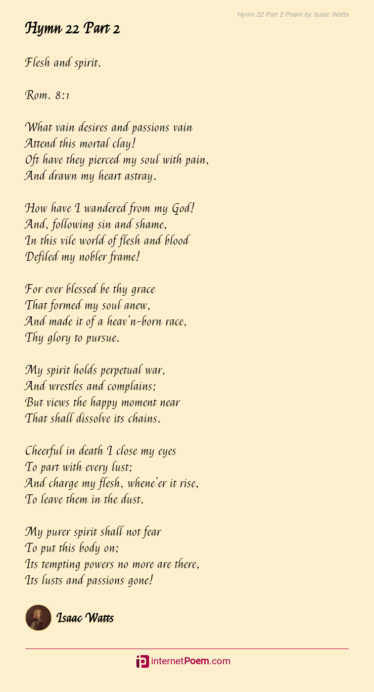 Hymn 22 Part 2 Poem by Isaac Watts