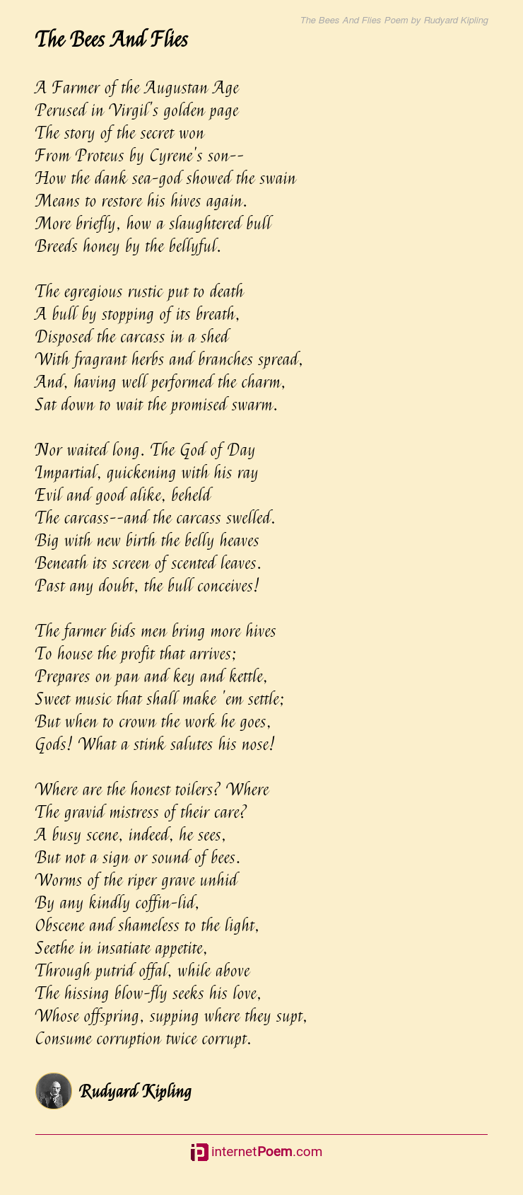 The Bees And Flies Poem by Rudyard Kipling