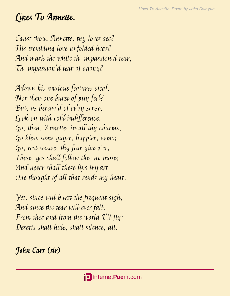 Lines To Annette. Poem Rhyme Scheme