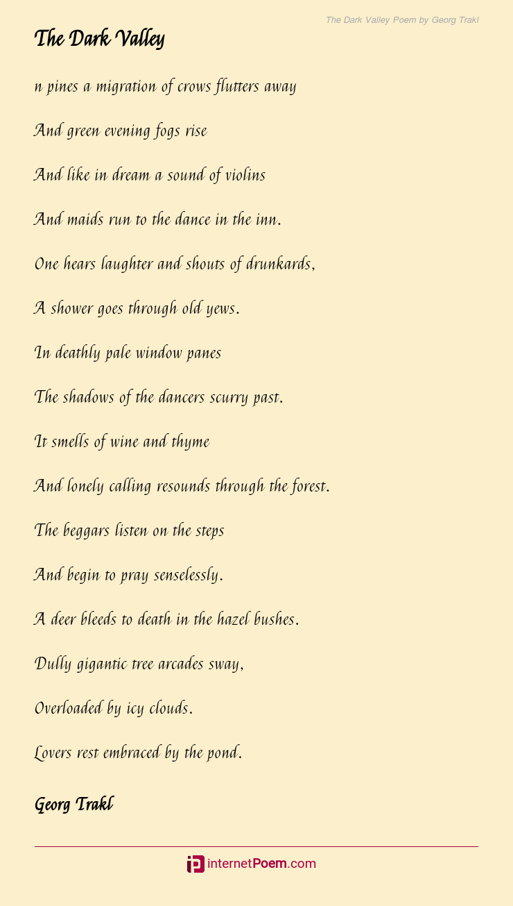 The Dark Valley Poem by Georg Trakl