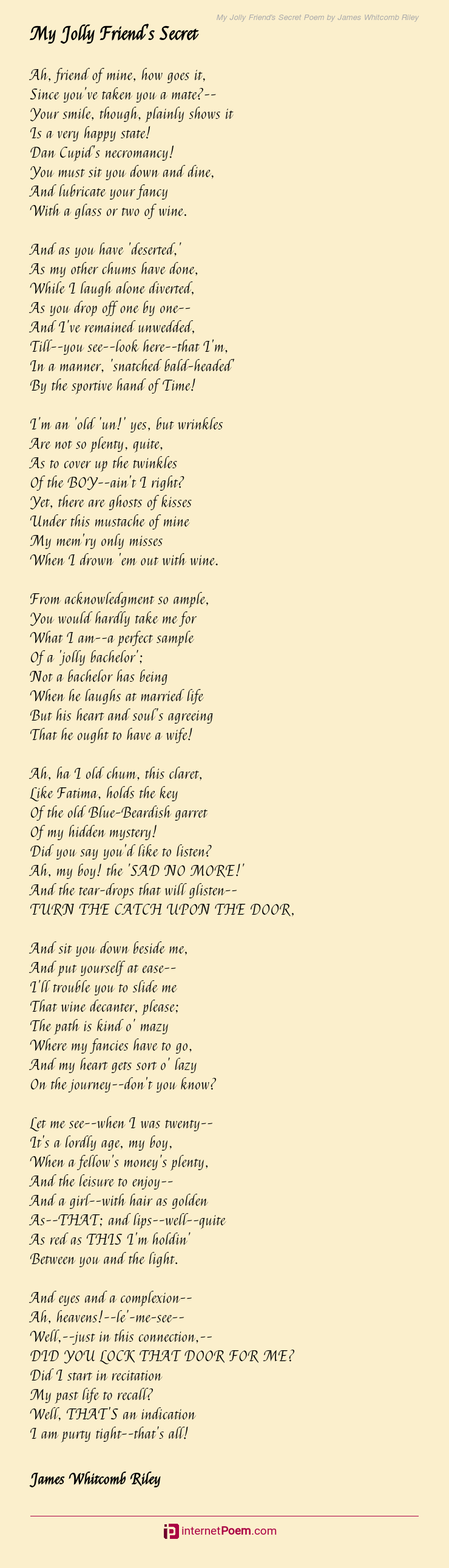 My Jolly Friend's Secret Poem Rhyme Scheme