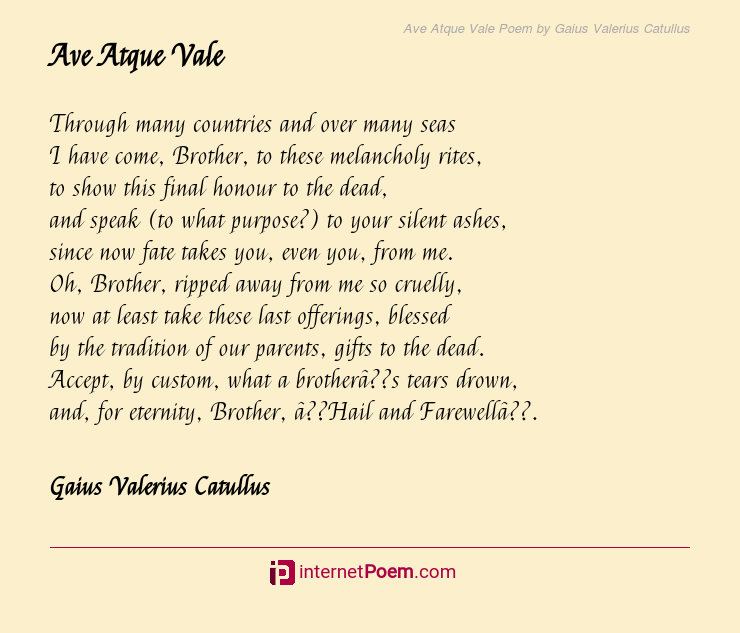 Ave Atque Vale Poem by Gaius Valerius Catullus