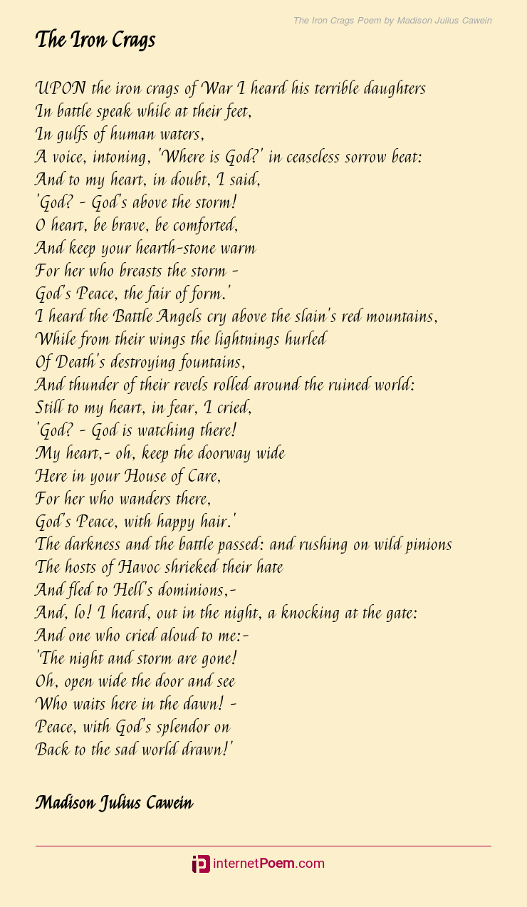 The Iron Crags Poem by Madison Julius Cawein