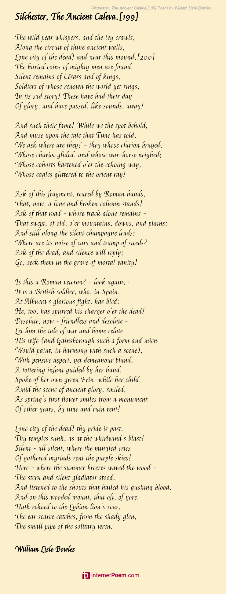 Silchester, The Ancient Caleva.[199] Poem Rhyme Scheme